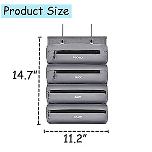 Ziplock Bag Organizer Compatible with Ziploc Gallon, Quart, Sandwich & Snack Food Storage Bag, Kitchen Plastic Bag Storage Organizer for Kitchen RV Camper (Grey)