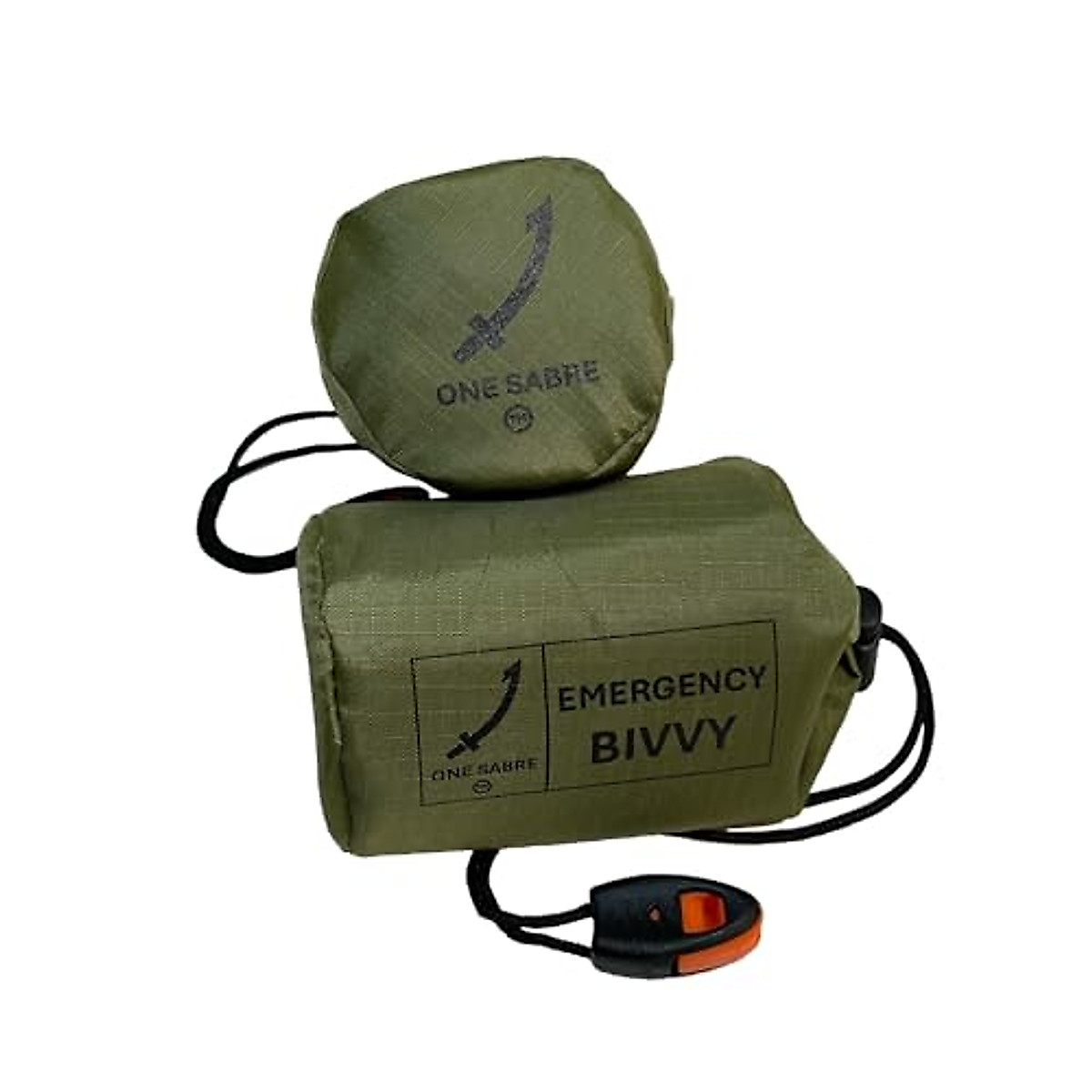 Emergency/Survival Bivvy Bag - Mylar Sleeping Bag, Survival shelter, Reflects 90% Body Heat, Hiking, Camping, Outdoors, Fishing, Hunting, overlanding, Scouts, Ripstop Carry Bag w/Whistle (Green)