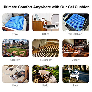 bingyee Gel Seat Cushion 1.8 Inch Thick Double Gel Orthopedic Seat Cushion Pad for Pressure Relief Gel Sits Perfect for Office Chair, Car, Home, Wheelchair Sweatless Chair Pads