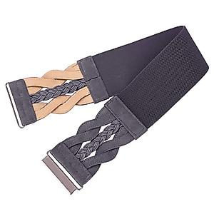 GRACE KARIN Women's Elastic Vintage Belt Stretchy Retro Wide Waist Cinch Belt(Pewter,S)