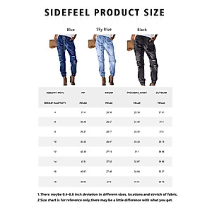 Sidefeel Women's Jeans Cargo Pants Ripped Denim Joggers Elastic Drawstring Waist Trouser Sky Blue Size 6