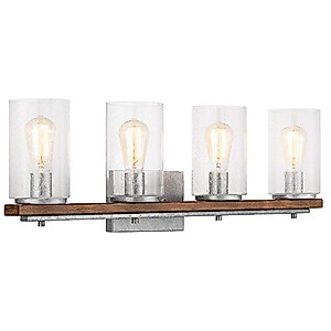 Boswell Quarter 4-Light Galvanized Vanity Light with Painted Chestnut Wood Accents