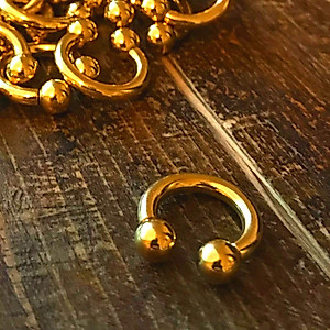 Bodytrend Titanium Circular Barbell Horseshoe PA Ring in Gold - 00G to 18G - Popular Sizes 6mm to 19mm - British Standard - Certified by Sheffield Assay Office