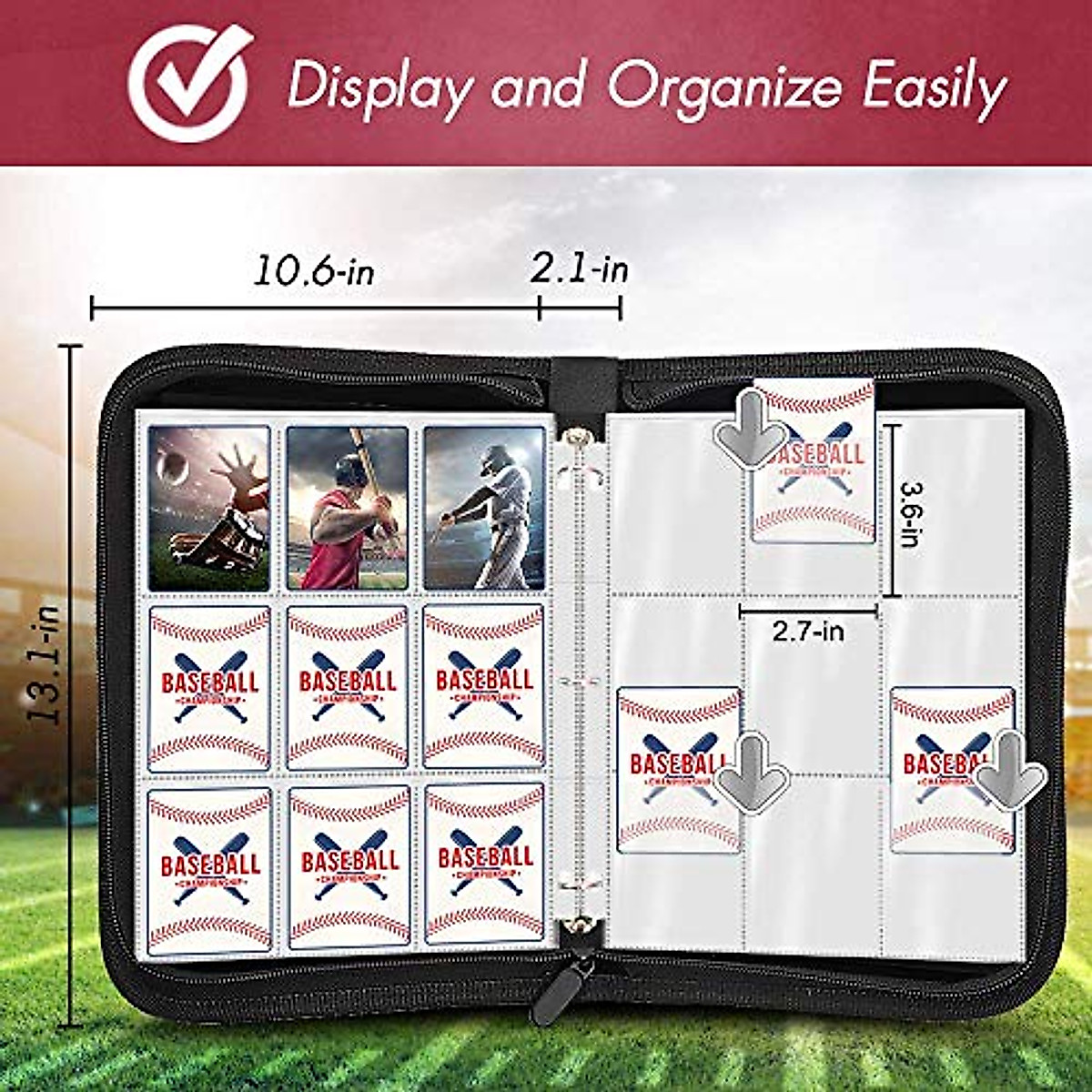 900 Pockets Baseball Card Sleeves Binder for Trading Card, Baseball Card Sleeves Card Holder Album Protectors Set Fit for Football Card, Baseball Card, Sport Card