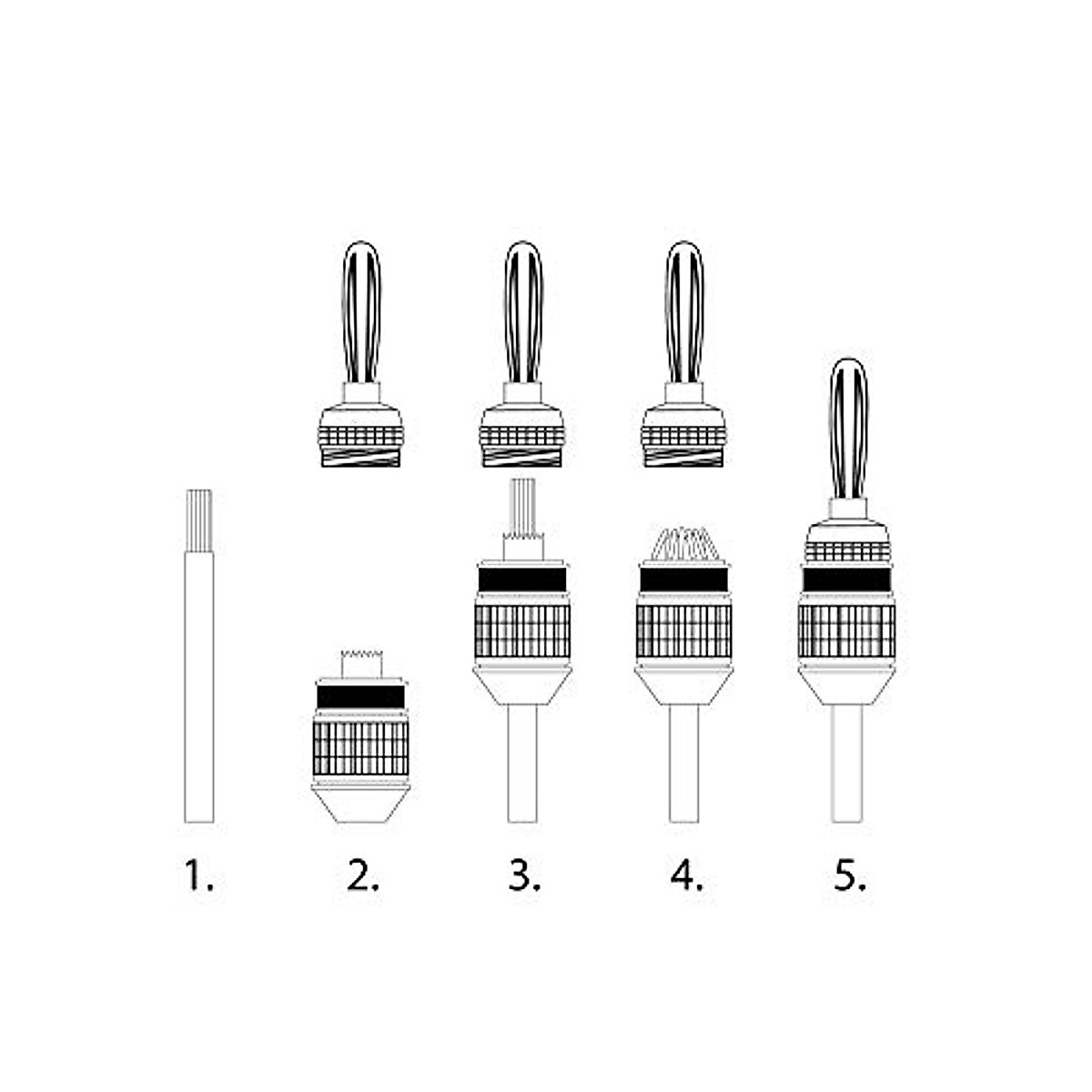 Deadbolt Banana Plugs 5-Pairs by Sewell, Gold Plated Speaker Plugs, Quick Connect