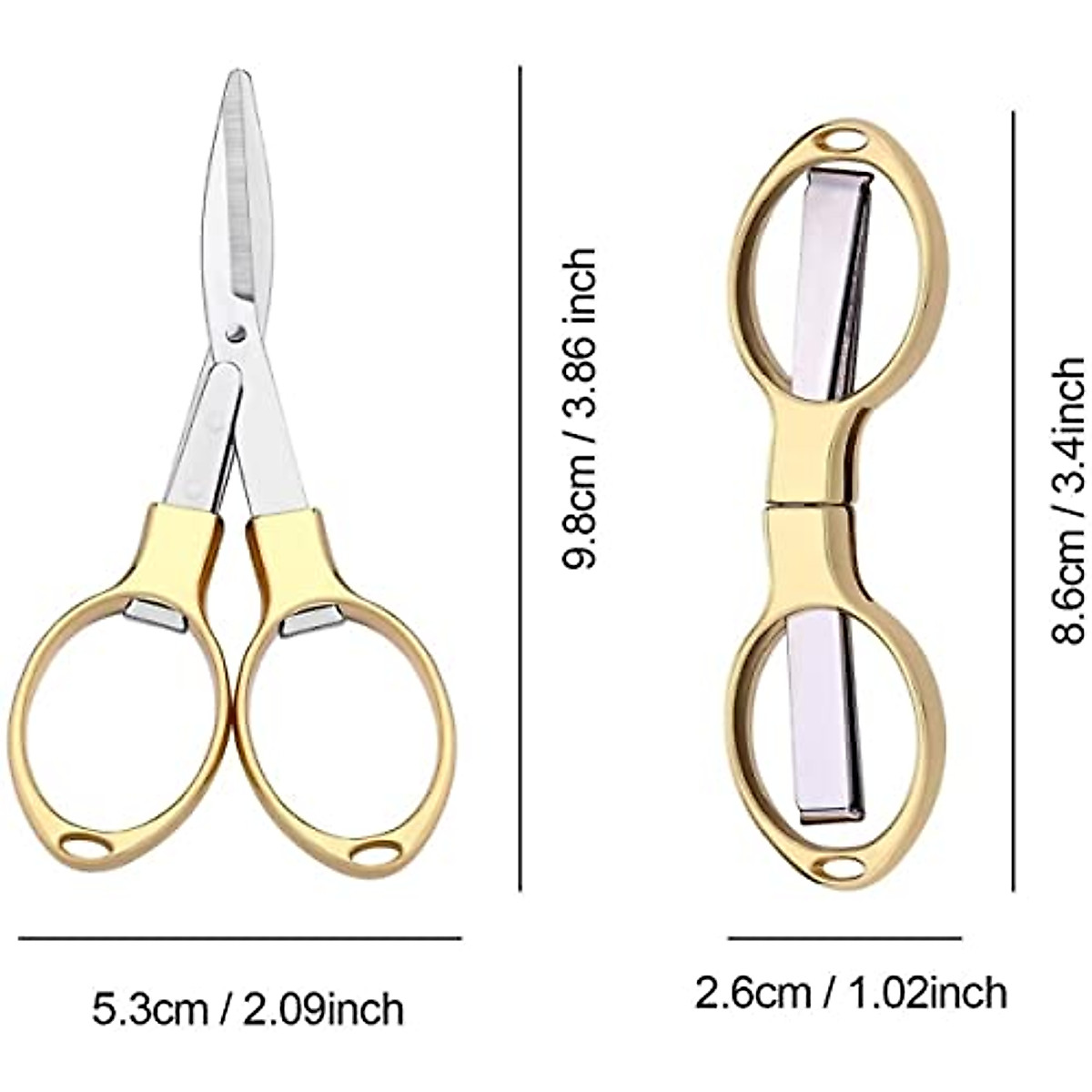 Folding scissors, travel scissors，small scissors，mini scissors,stainless steel telescopic cutter, paper cutting manual DIY scissors (gold)