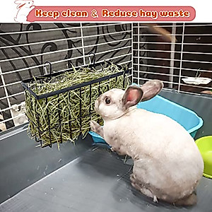 2PCS Rabbit Hay Feeder,Bunny Hay Feeder Rack with Metal Frame for Guinea Pig Chinchilla,Large Heavy-Duty Hay Holder Feeders for Rabbits Guinea Pigs, Small Animal Cage Accessories