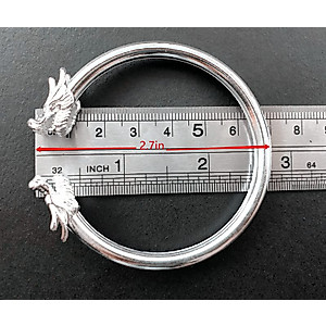 AdjustableSterling Silver Bangle Bracelet, Blue Diamond Bracelet，Sterling Silver Bracelet for Women,Women 925 Sterling Silver Bracelet Double Dragon's Head Cuff Bangle