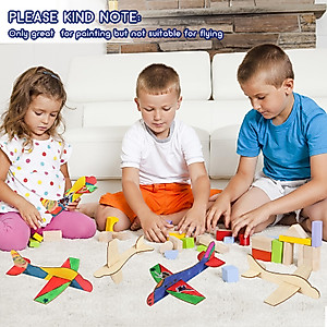 BAPHILE 12 Pack DIY Wood Planes，Mini Airplane Paint and Decorate Wooden Airplane Craft Kits with Decorate Tools for Kids School Craft Decor Projects
