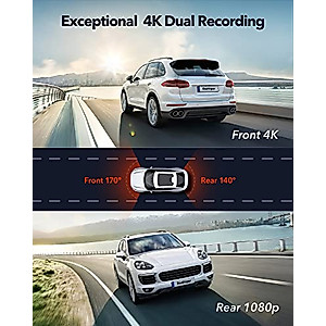 REDTIGER Dash Cam 4K Front and Rear 1080P, WiFi GPS Car Camera with Free 32GB SD Card, Dual Dash Camera for Cars, Loop Recording, Night Vision, Parking Mode, Smart App Control, Support 256GB Max
