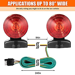 CZC AUTO 12V Magnetic Trailer Lights Two Sided Red & Amber Magnetic Tow Lights Kit 20' 55lb Magnetic Strength, Turn Brake Running Lights for Trailer RV Truck Car Bike Tow Dolly
