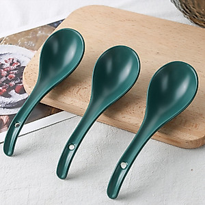 LOVEINUSA Soup Spoons, Ceramic Asian Soup Spoons 6.8 Inch Large Japanese Soup Spoons for Ramen Miso Dumpling Pho Wonton, Set of 6