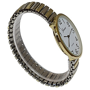 Super Large Face Easy to Read Two-Tone Stretch Band Watch