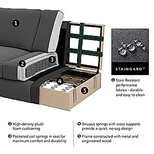 Bush Furniture Stockton U Shaped Sectional Couch with Reversible Chaise Lounge, 127W, French Gray Herringbone