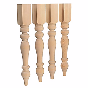 CAROLINA LEG CO. Chunky Farmhouse Table Legs - Unfinished - DIY Furniture - Turned Legs - Set of 4 - Dimensions: 3.5" x 29"