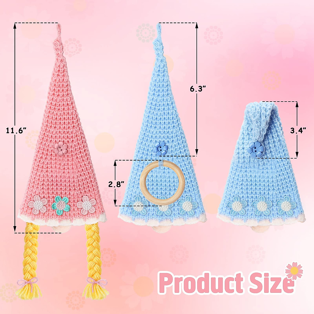 Vansolinne Spring Crochet Towel Toppers Crochet Hanging Towel Holders Spring Gnome Flowers Decorative Kitchen Towel Hangers for Tea Hand Towels Crochet for Easter Mother's Day New Home Gift 2PCS