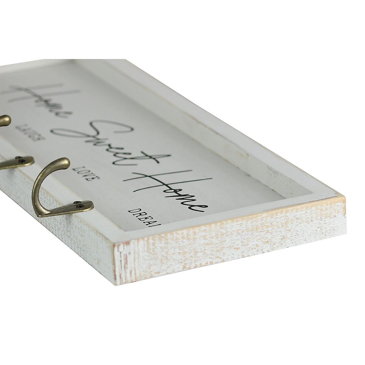 Windy Hill Collection 15" x 8" x 2" Home Sweet Home White 4 Hooks Holder Rack Wall Mounted Sign 107140