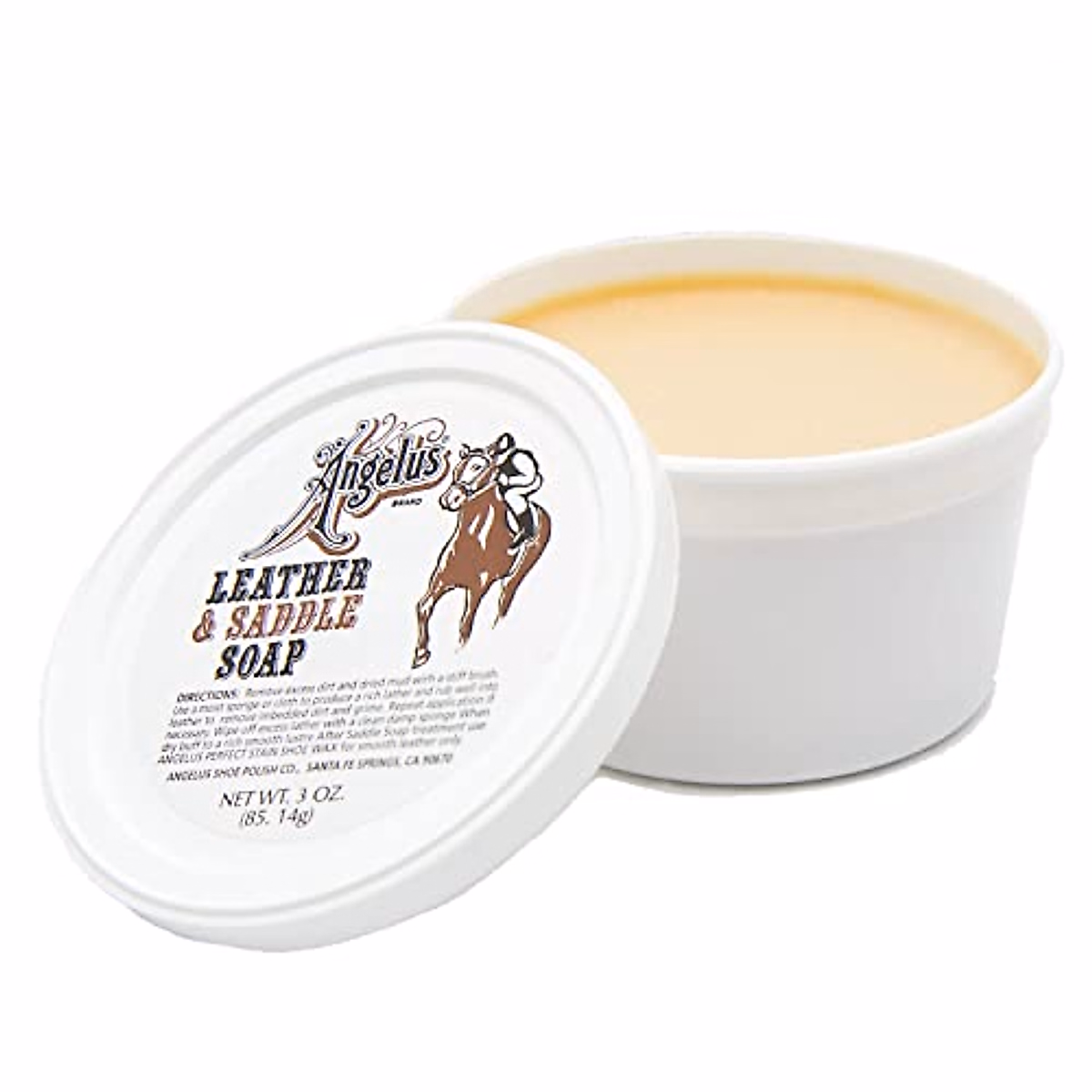 Angelus Saddle Soap Leather Cleaner Conditioner and Leather Softener, Paste for Boots, Shoes, Luggage - 3 Oz.