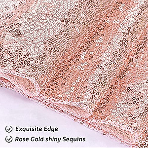 6 Pack Sequin Table Runner Rose Gold, 12 x 108 inch Glitter Rose Gold Table Runner for Rectangle Table for Birthday, Wedding, Banquet, Holiday Party Decorations, Christmas Gift & Baby Shower
