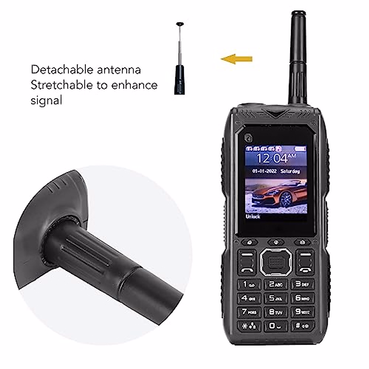 PUSOKEI Unlocked Phone, 2G Cell Phone Four Card Four Standby, Mobile Phone with Antenna, Easy to use, Ultra Long Standby, Big Button 2400mAh (Black)