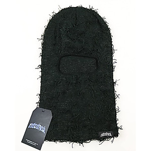 Atakai Balaclava Distressed Knitted Full Face Ski Mask Winter Windproof Neck Warmer for Men Women One Size Fits All, Yeat Inspired (Black)