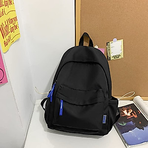 Aesthetic Backpack with Cute Plush Pendant Y2K Preppy Laptop Bookbag Indie School Supplies Back to School Backpack (Black)
