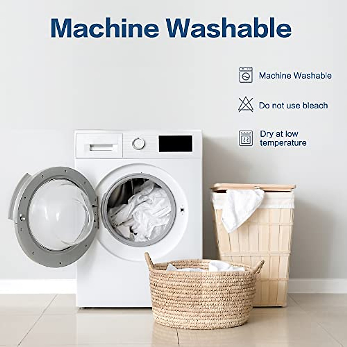 Queen Mattress Topper Pillow Top Extra Thick Cooling Mattress Pad Cover for Back Pain Plush Soft with 8-21 Inch Deep Pocket 3D Snow Down Alternative Fill - White