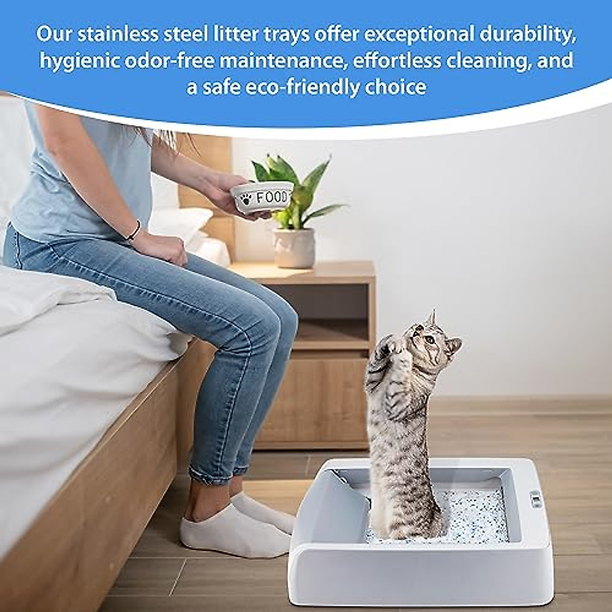Stainless Steel Reusable Litter Tray Compatible with Petsafe Scoop-Free Self-Cleaning Cat Litter Boxes - Never Absorbs Odor, Stains, or Rusts (Stainless Steel Litter Tray)