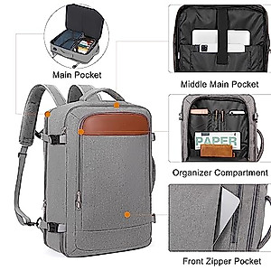 CLUCI Travel Backpack for Women Men,Carry on Backpack Flight Approved with 3 Packing Cubes, Luggage Suitcase Hiking Backpack Water Resistant Rucksack Casual Daypack Traveling Essentials Grey