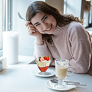 Dicunoy 50 Pack Dessert Cups with Spoons, 3.5 oz Disposable Plastic Mini Dessert Shooter Cups, Clear Parfait Appetizer Tasting Cups for Ice Cream, Mousse, Pudding, Wedding, Picnic, Party