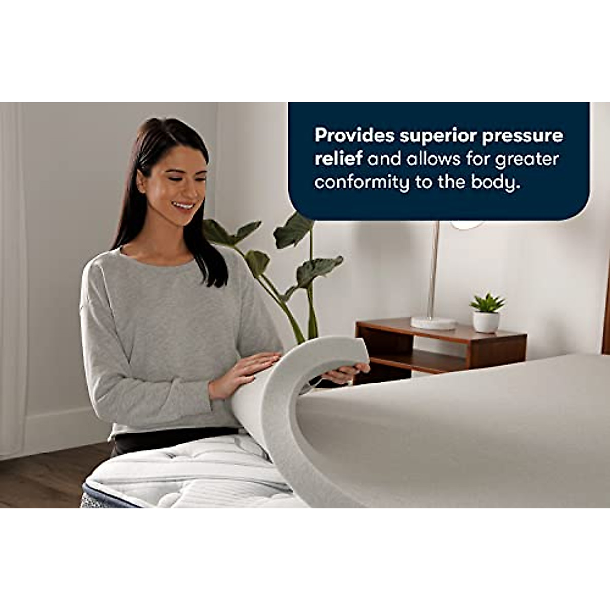 Serta Graphite Infused 2-in Memory Foam Mattress Topper, Queen