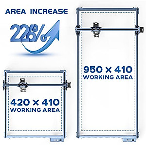 SCULPFUN S9 Laser Engraver with S9 Expansion Kit for Extension to 410 x 950mm, 90W Effect High Precision CNC Laser Cutter and Engraver Machine, Deep Cutting for 15mm Wood