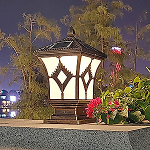 YXBHLCY Outdoor Chinese Floor Lamp Solar LED Pillar Light Deck Fence Table Light Solar Outdoor Garden Lighting for Courtyard Outdoor Lighting