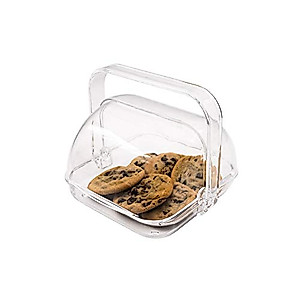 Huang Acrylic Food Basket with Rotating Lid and Handle | Great for Breakfast Pastries, Appetizers, and Snacks at Brunch, Office Parties, Holidays, Weddings | Durable, Long Lasting, Easy to Clean