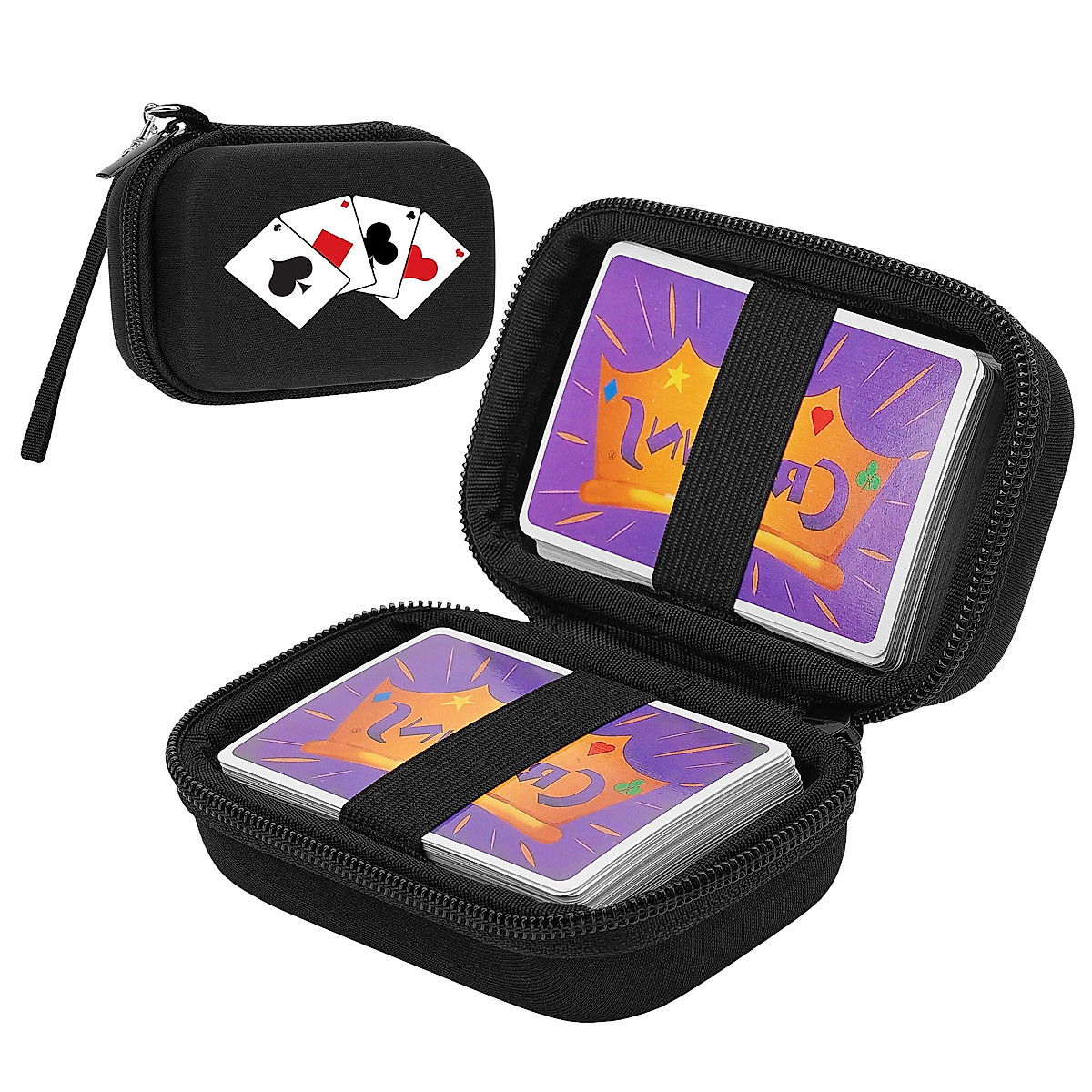 Hard Portability Playing Card Travel Case Compatible with Set Enterprises FiveCrowns card game,Protective Case Organizer.(Notincluding Cards)(black)