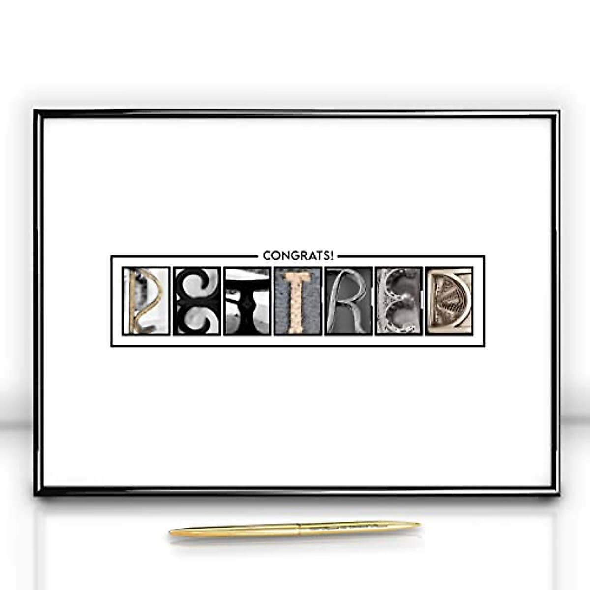 DOUBLESHOOT Framed Retirement Guest Book for Men 12"x16" Black Frame, Party Decorations - including Gold Pen & Acrylic Glass - Retired Guestbook Centerpieces, Party Decor Gifts for Him