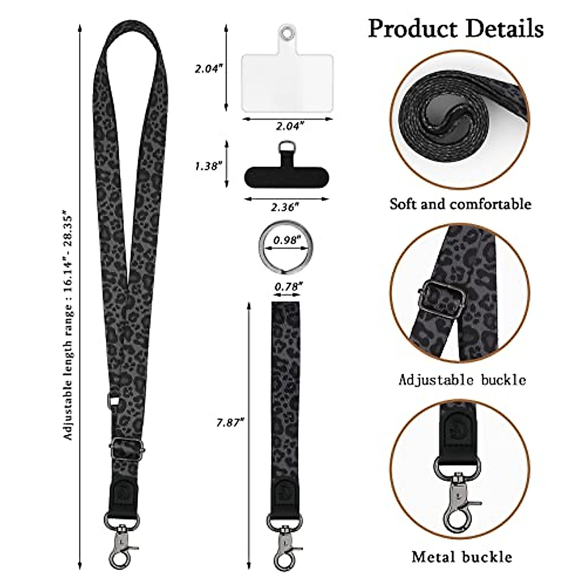 Doooze Phone Lanyard,Phone Strap,Phone Lanyard Crossbody,Phone Charms Strap,Universal Cell Phone Lanyard for All Smartphone