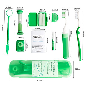 smillsu 2 x Portable Orthodontic Oral Care Kit, Travel Kit for Patients, Interdental Brushing Wax Floss Toothbrush Cleaning