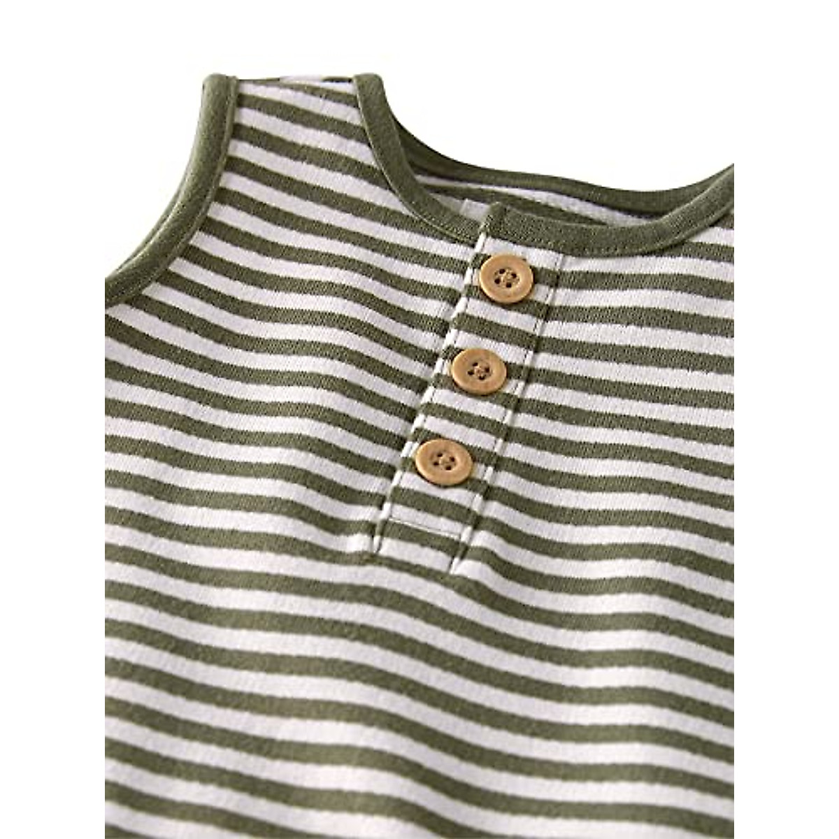 little planet by carter's unisex-baby Terry Jumpsuit made with Organic Cotton, Olive Stripes, 6 Months