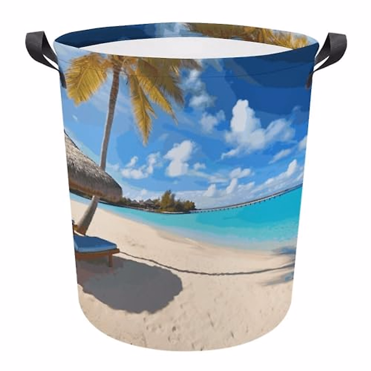 Laundry Hamper Tropical Beach Freestanding Laundry Basket Thickened Waterproof Collapsible Clothes Hamper Storage for Clothes Toys Dorm And Family