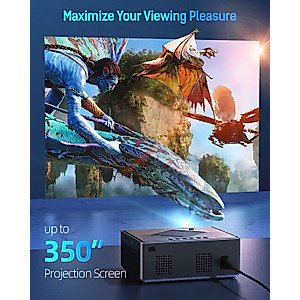 Movie Projector, HISION 5G WiFi Bluetooth Projector Native 1080P Projector 4K Support Oudoor Mini Projector for iPhone Home LED TV Projector Compatible with TV Stick Laptop Tablet PC HDMI USB TF DVD