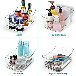 Refrigerator Organizer Bins Storage Clear Plastic BPA Free Storage Containers with Handles for Fridge, Freezer, Cabinet, Kitchen, Bathroom, Pantry