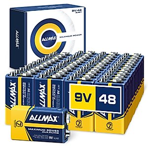 Allmax 9V Maximum Power Alkaline Batteries (48 Count) – Ultra Long-Lasting, 7-Year Shelf Life, Leakproof Design, Superior Performance
