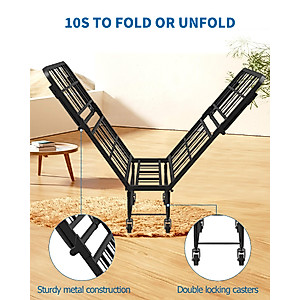 Ferlizer Folding Bed with Mattress for Adults, [Twin] Rollaway Bed with Mattress - 4" Memory Foam & Sturdy Metal Structure - 75" x 38", Black