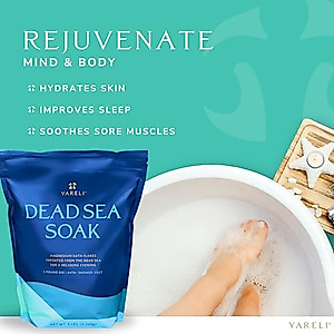 Yareli Dead Sea Bath & Foot Soak, Unscented Magnesium Bath Salt Flakes, Alternative to Epsom Salt, 15lbs with Over 800,000mg of Elemental Magnesium Per Bag