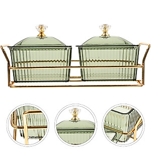 BESTonZON 1 Set Divided Fruit Bowl Food Storage Containers with Lids Compartments Veggie Trays Snack Platter Candy Serving Plate for Home Living Room