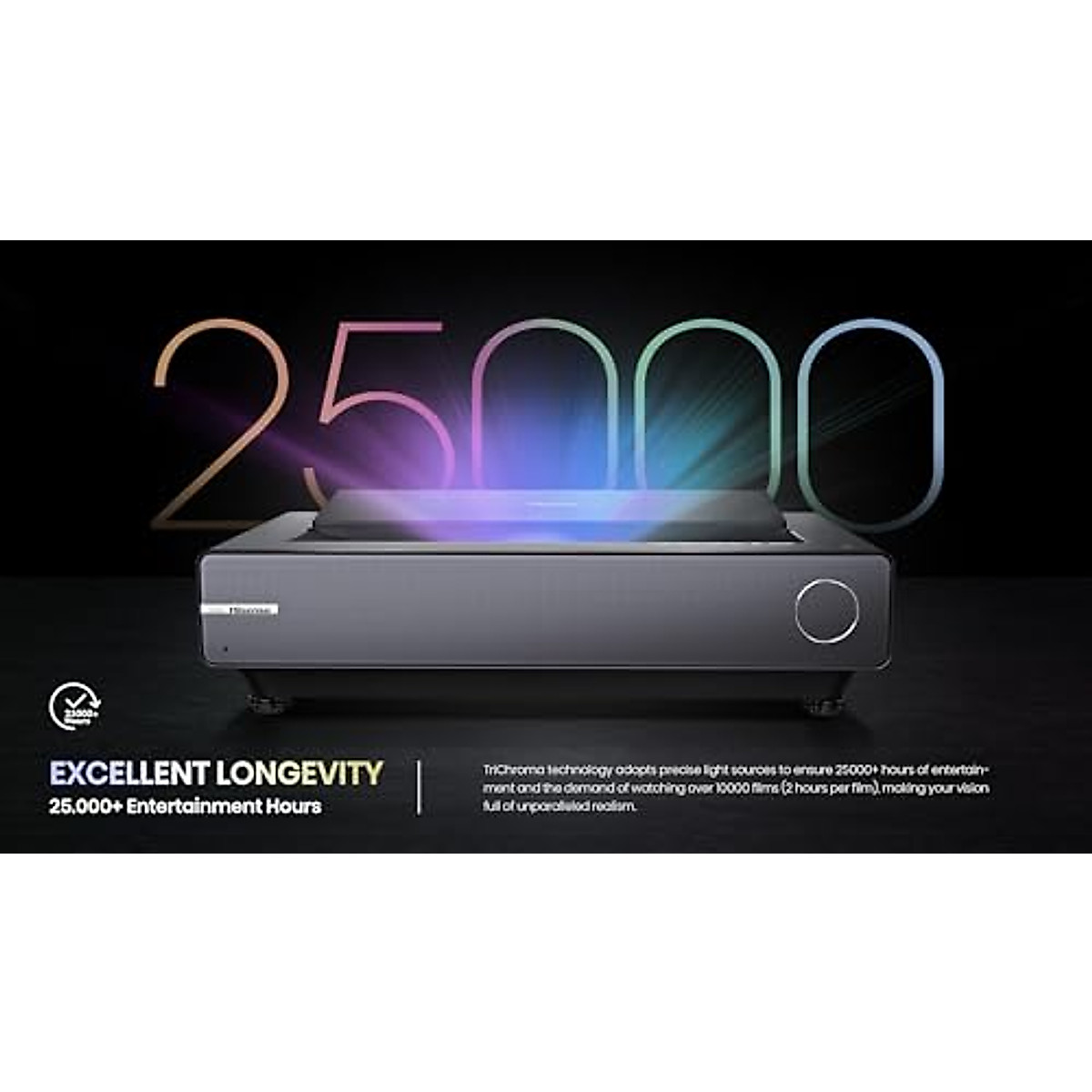 Hisense PX2-PRO Trichroma Ultra Short Throw Home Theater Projector, 90"-130", 4K UHD, Dolby Vision & Atmos, HDR10, 2400 ANSI Lumens, Google TV, Netflix