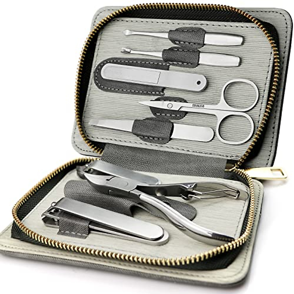 FRUCASE Manicure Set, Pedicure Sets, Nail Clipper Sets, 8 in 1 Stainless Steel Professional Pedicure Kit with Delicate Travel Case