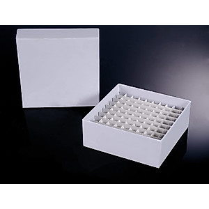 Scienfocus lab Cardboard Freezer Box - White/81 Place,Water and Ice Resistant Coating,For storing 1.5-2.0 mL cryovials(Pack of 6)