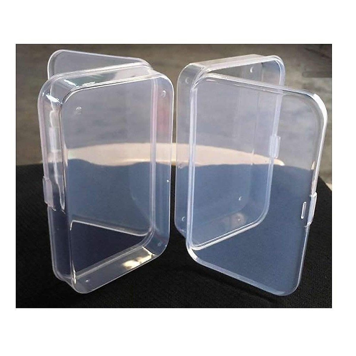 Feamos Plastic Transparent Storage Box Case with Lid Collection Container Pack of 2